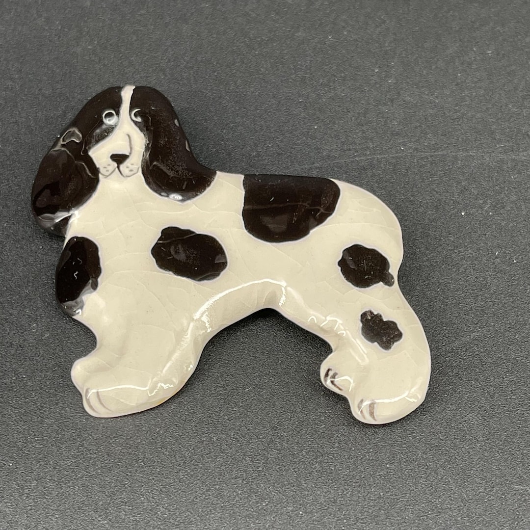 Vintage Ruby Z Hand Painted Ceramic Glazed Cocker Spaniel Brooch - Etsy