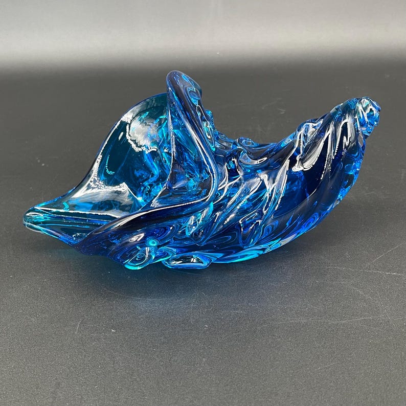 Vintage Blue Glass Conch Shell Abstract Art Handblown Figurine - Etsy