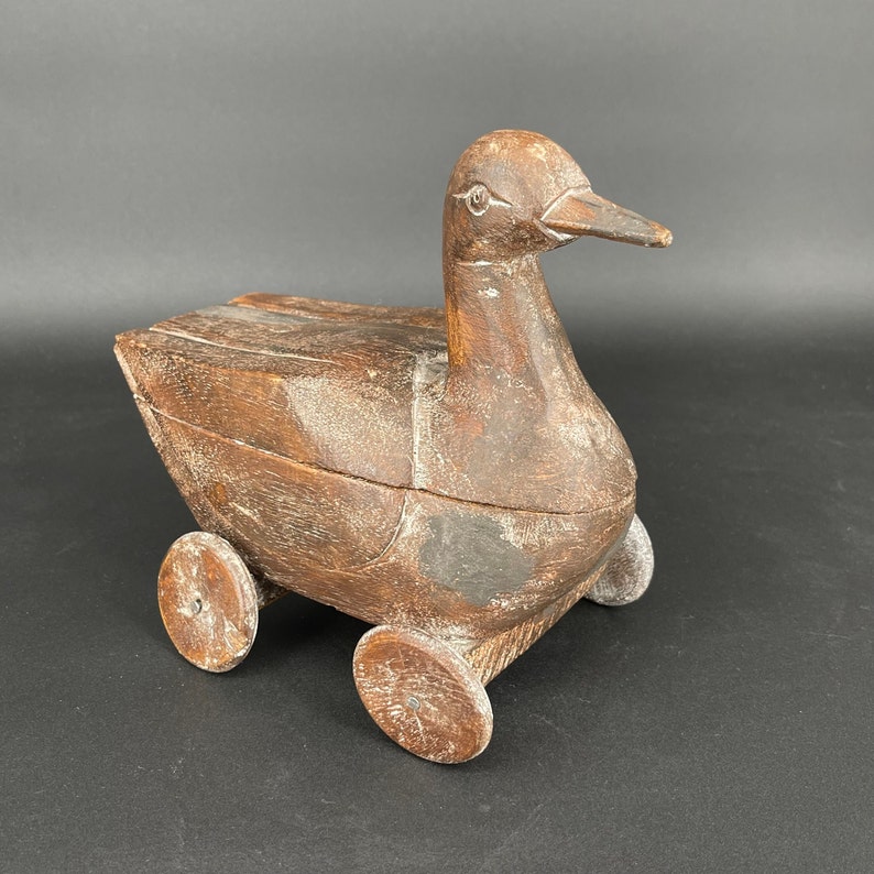 Antique Hand Made Wooden Duck on Wheels WITH SECRET COMPARTMENT - Etsy