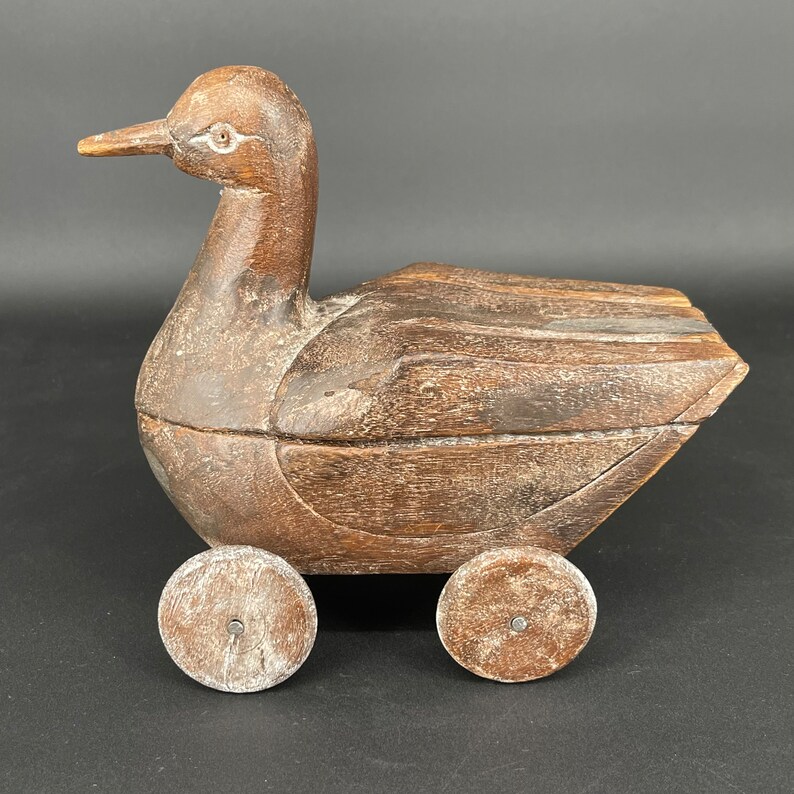 Antique Hand Made Wooden Duck on Wheels WITH SECRET COMPARTMENT - Etsy