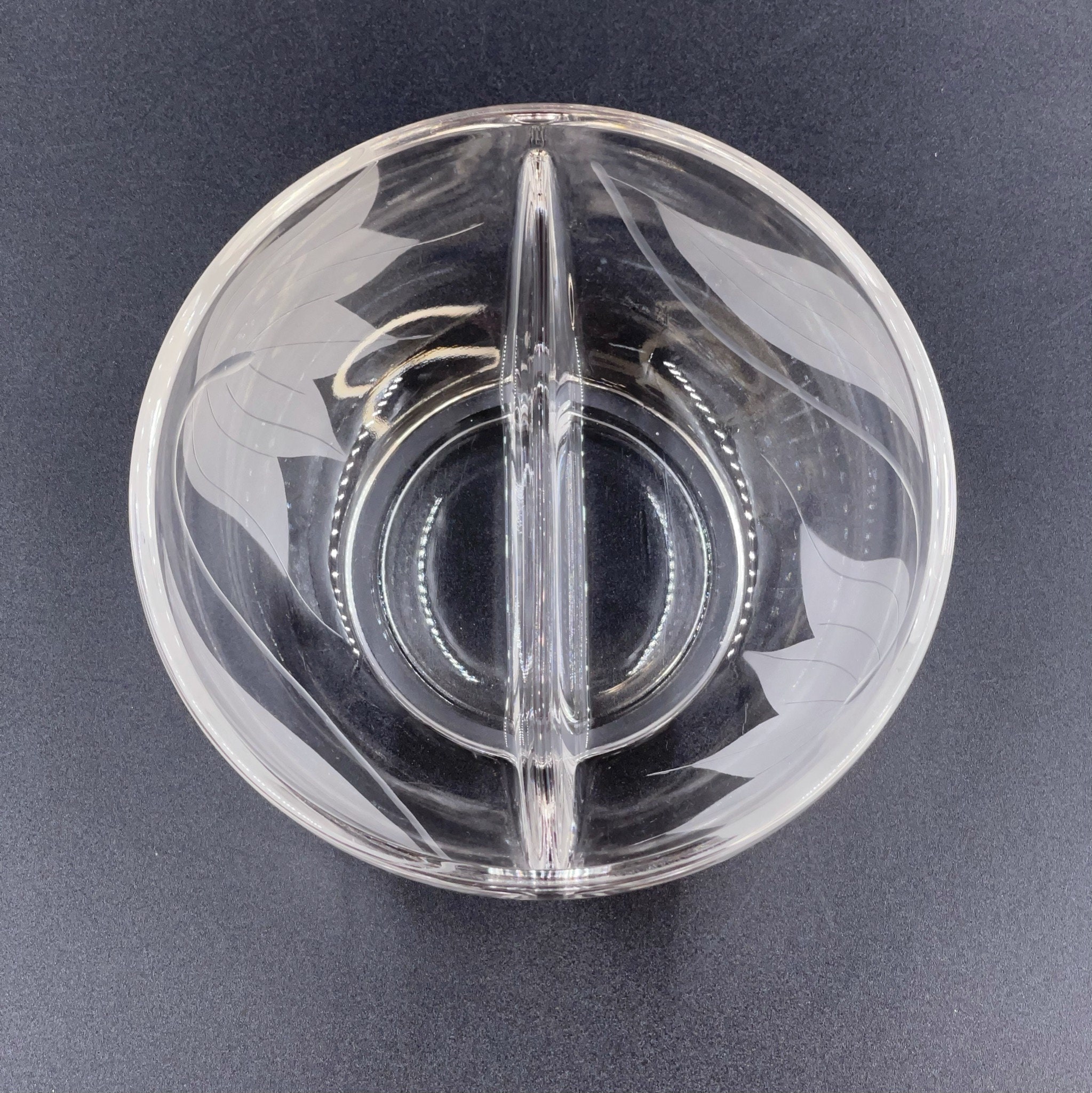 Vintage 4 Pieces Clear and Floral Glass Divided Mayonnaise Bowl ...