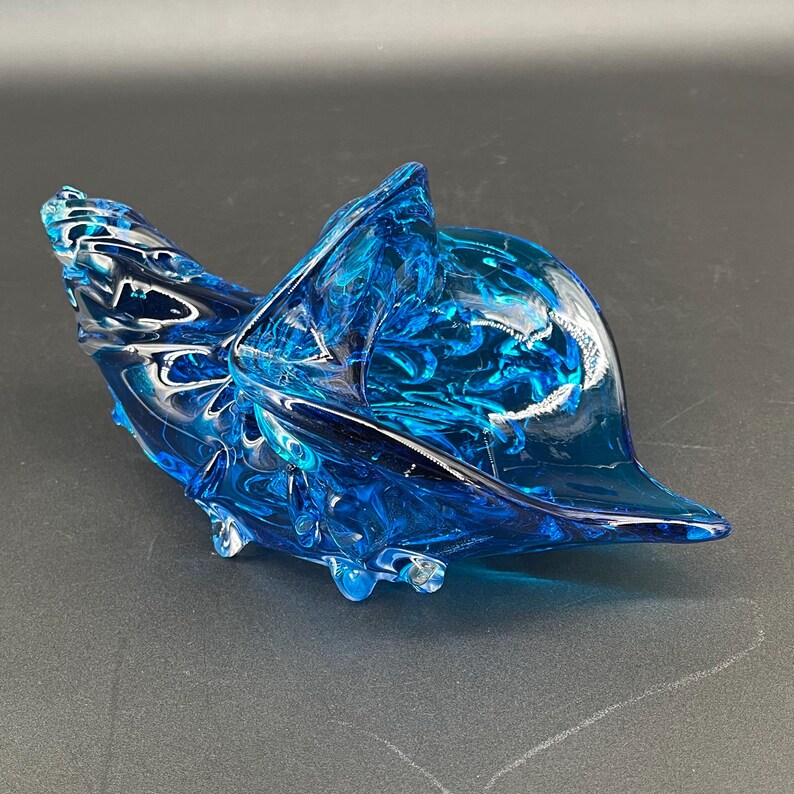 Vintage Blue Glass Conch Shell Abstract Art Handblown Figurine - Etsy