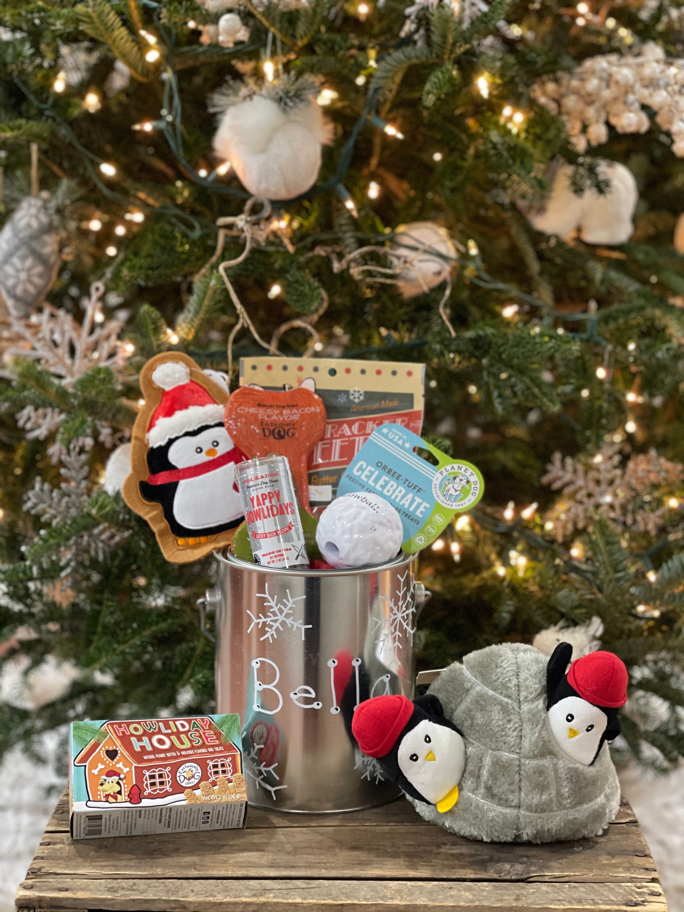 Dog Christmas Gift Basket, Personalized Puppy Holiday Presents With ...