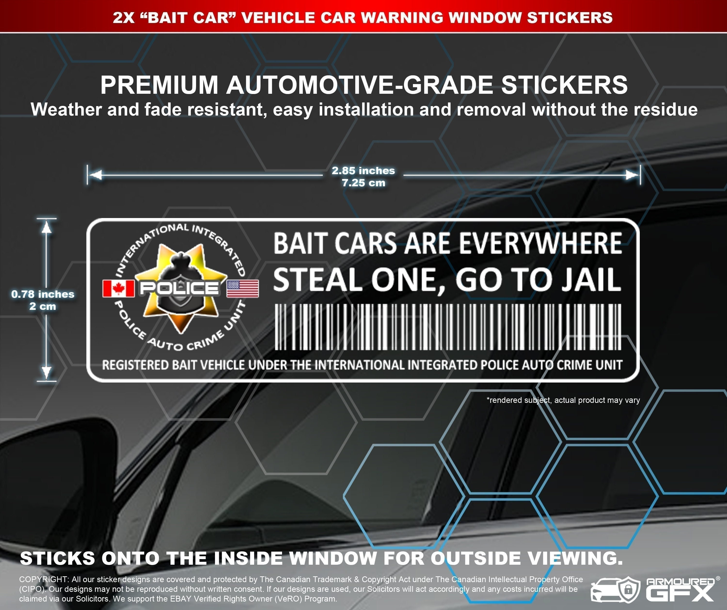 2x Bait Car Vehicle Alarm GPS Tracking Enabled Barcode Police Security ...