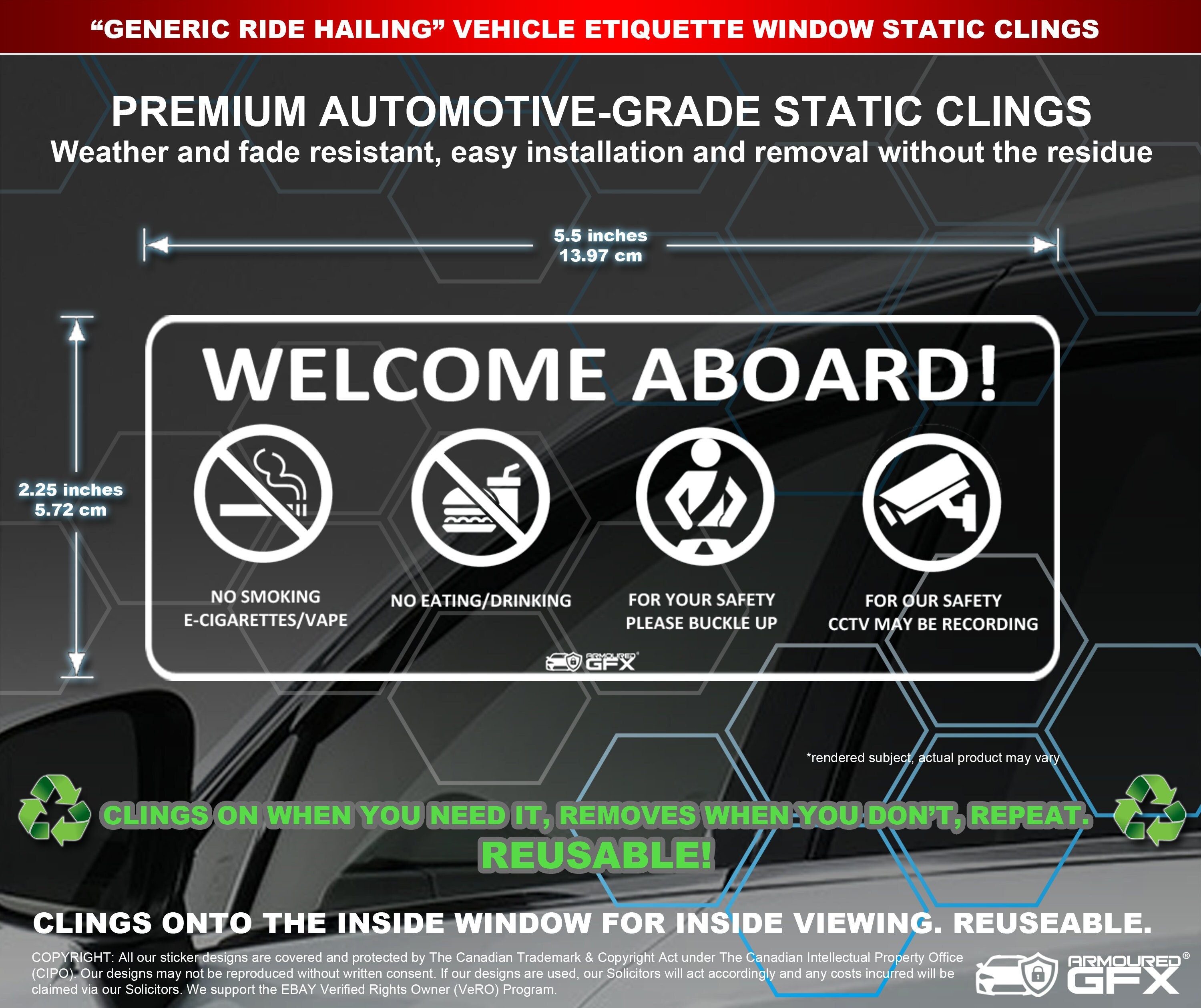 Reusable Generic Ride Hailing Car Share No Smoking No Eating No ...