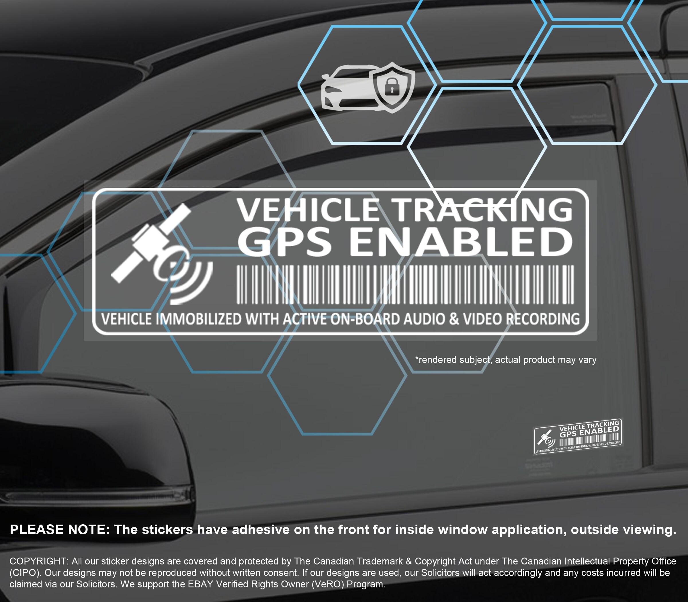 2x Satellite GPS Enabled Vehicle Car Alarm Security Window Stickers ...