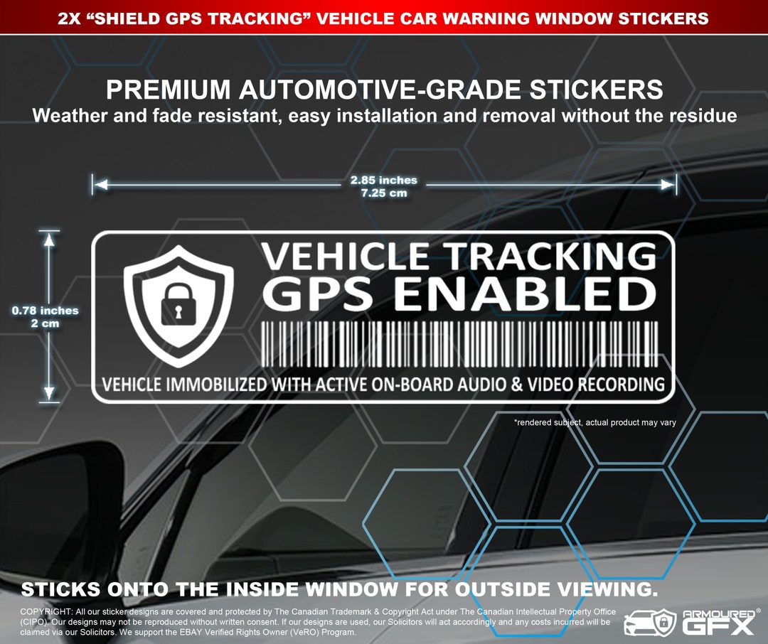 2x Shield GPS Enabled Vehicle Car Alarm Security Window Stickers Decals ...