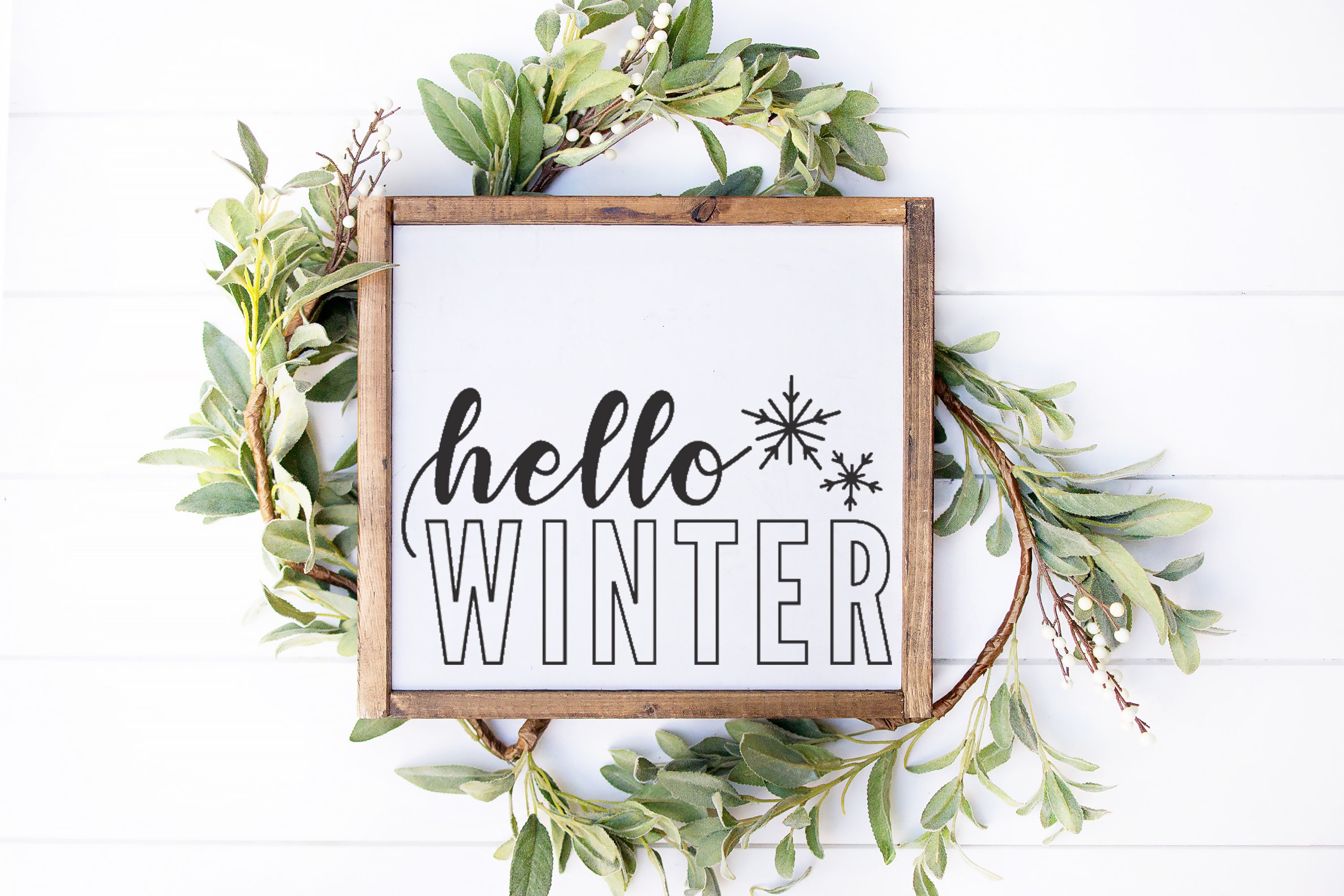 Hello Winter | Interchangeable Farmhouse Frame | Gift | Seasonal Decor ...