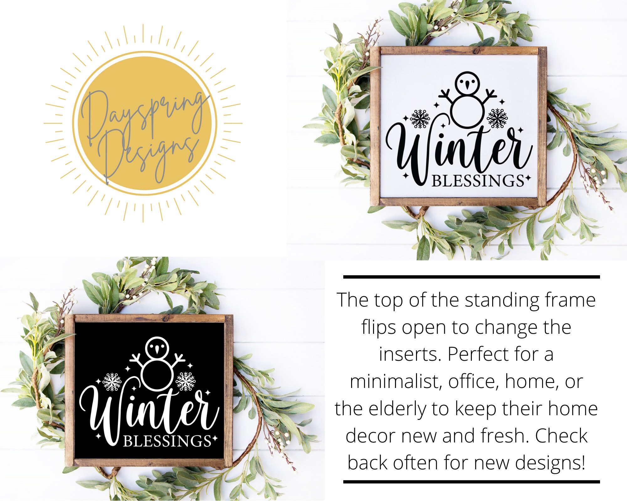 Hello Winter | Interchangeable Farmhouse Frame | Gift | Seasonal Decor ...