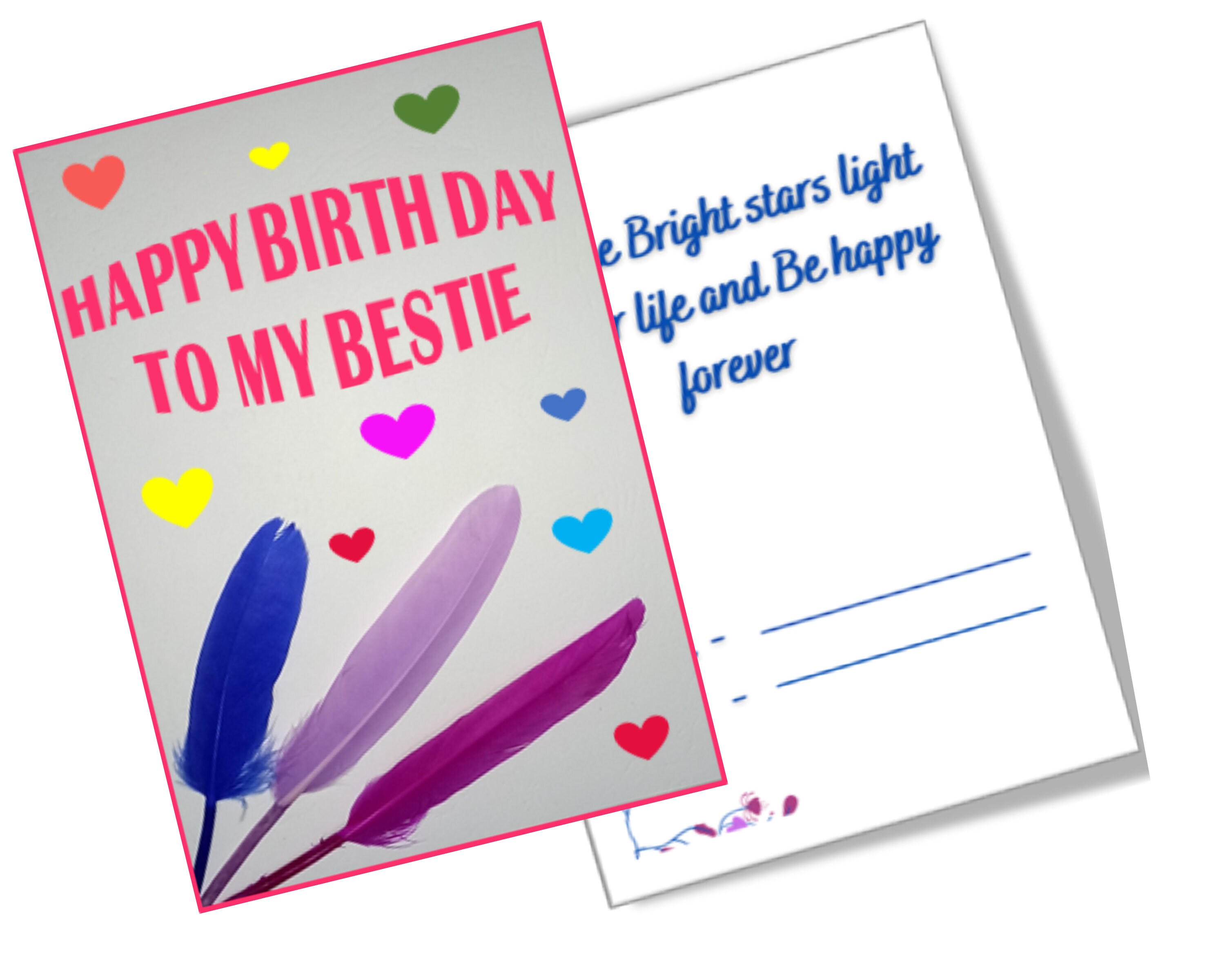 Friends, Happy Birthday + Card Template for Bestie , Digital+ Instant ...