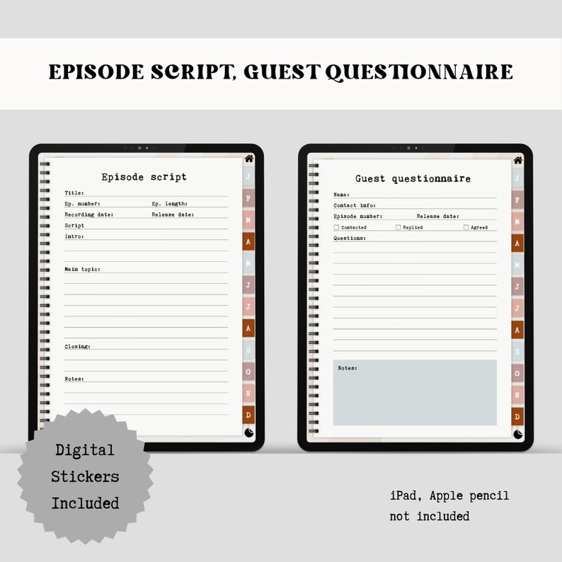 Digital Podcast Planner for Ipad, Goodnotes, Notability, Digital ...
