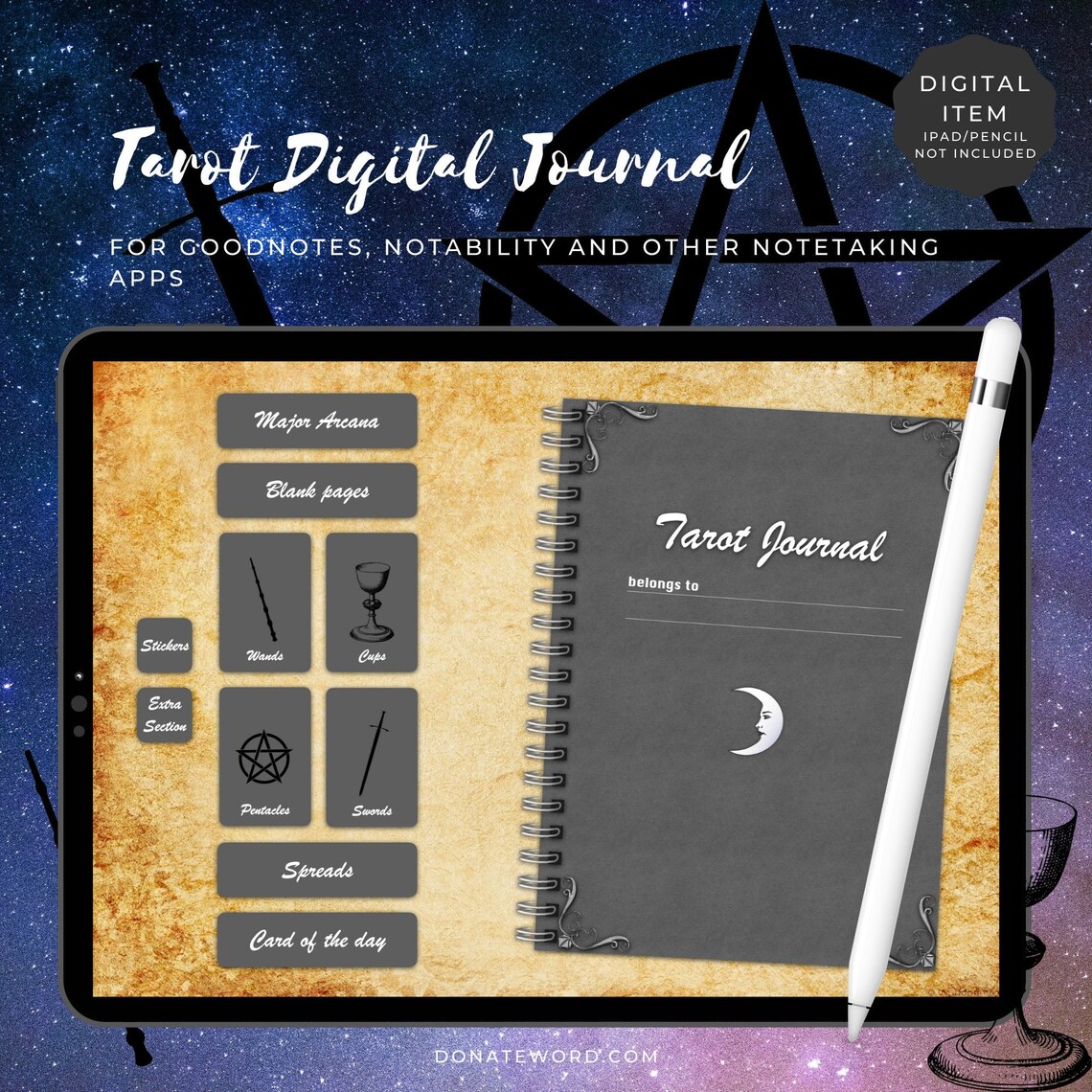 Digital Tarot Journal-goodnotes Tarot Planner-pdf Tarot - Etsy