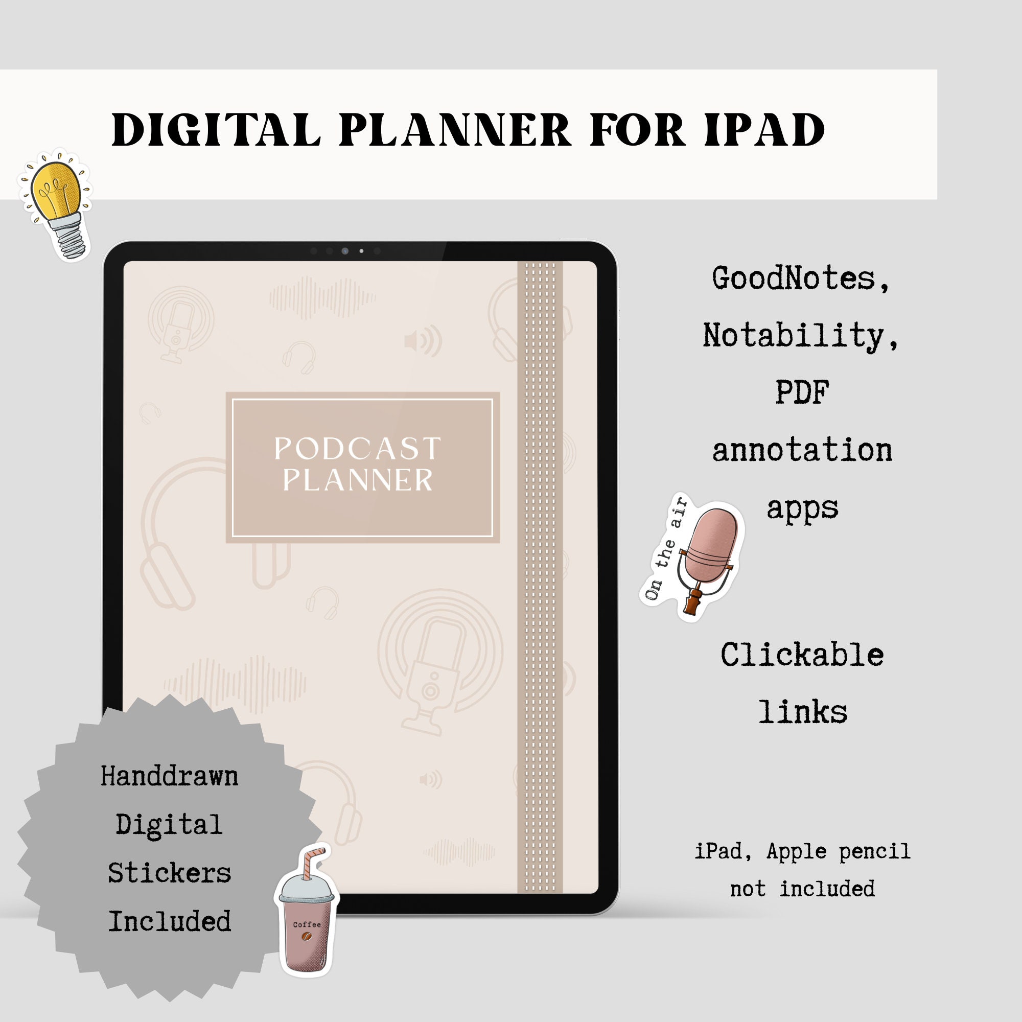 Digital Podcast Planner for Ipad, Goodnotes, Notability, Digital ...