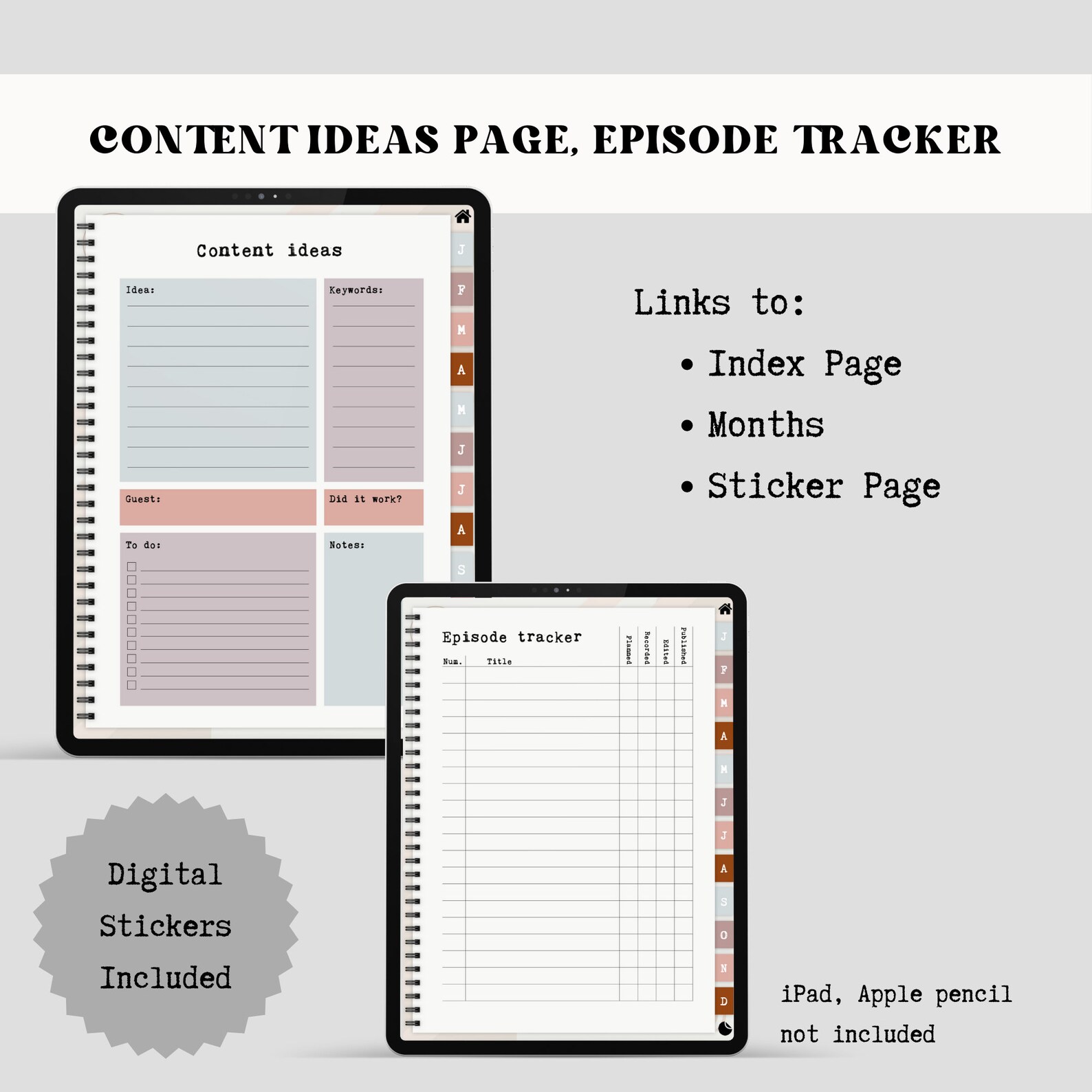 Digital Podcast Planner for Ipad, Goodnotes, Notability, Digital ...