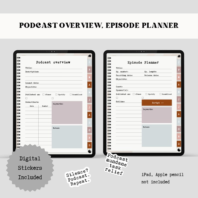 Digital Podcast Planner for Ipad, Goodnotes, Notability, Digital ...