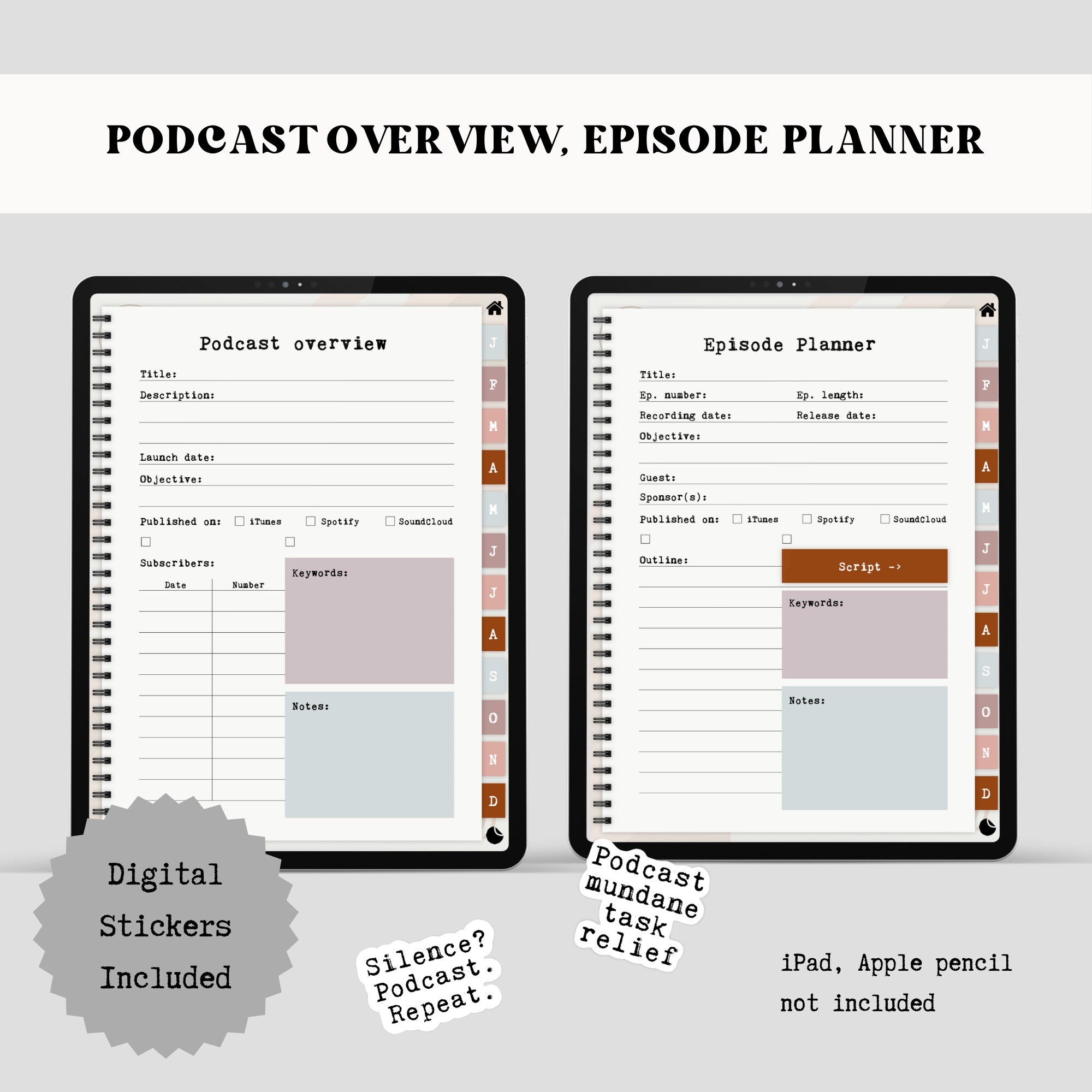 Digital Podcast Planner for Ipad, Goodnotes, Notability, Digital ...