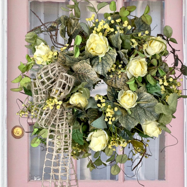 Yellow Rose Wreath - Etsy