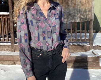 Polyester Button Up - Etsy