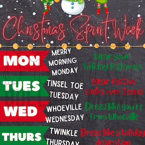 Christmas Spirit Week / Employee Appreciation / School Spirit Week ...