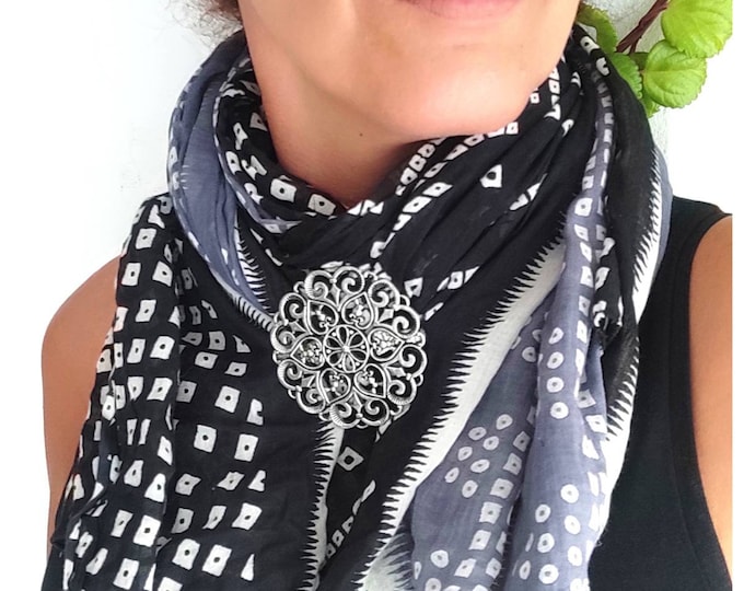 Jacket Clip Brooch, Cardigan Clasp Closure, Mandala Pin With Locket ...