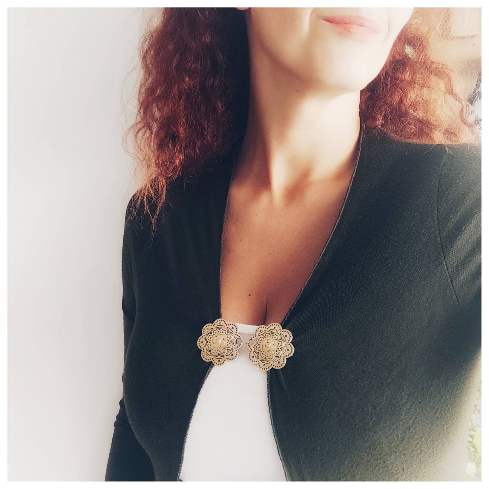 Golden Brooch Cardigan Closure to Close Jackets Without - Etsy UK