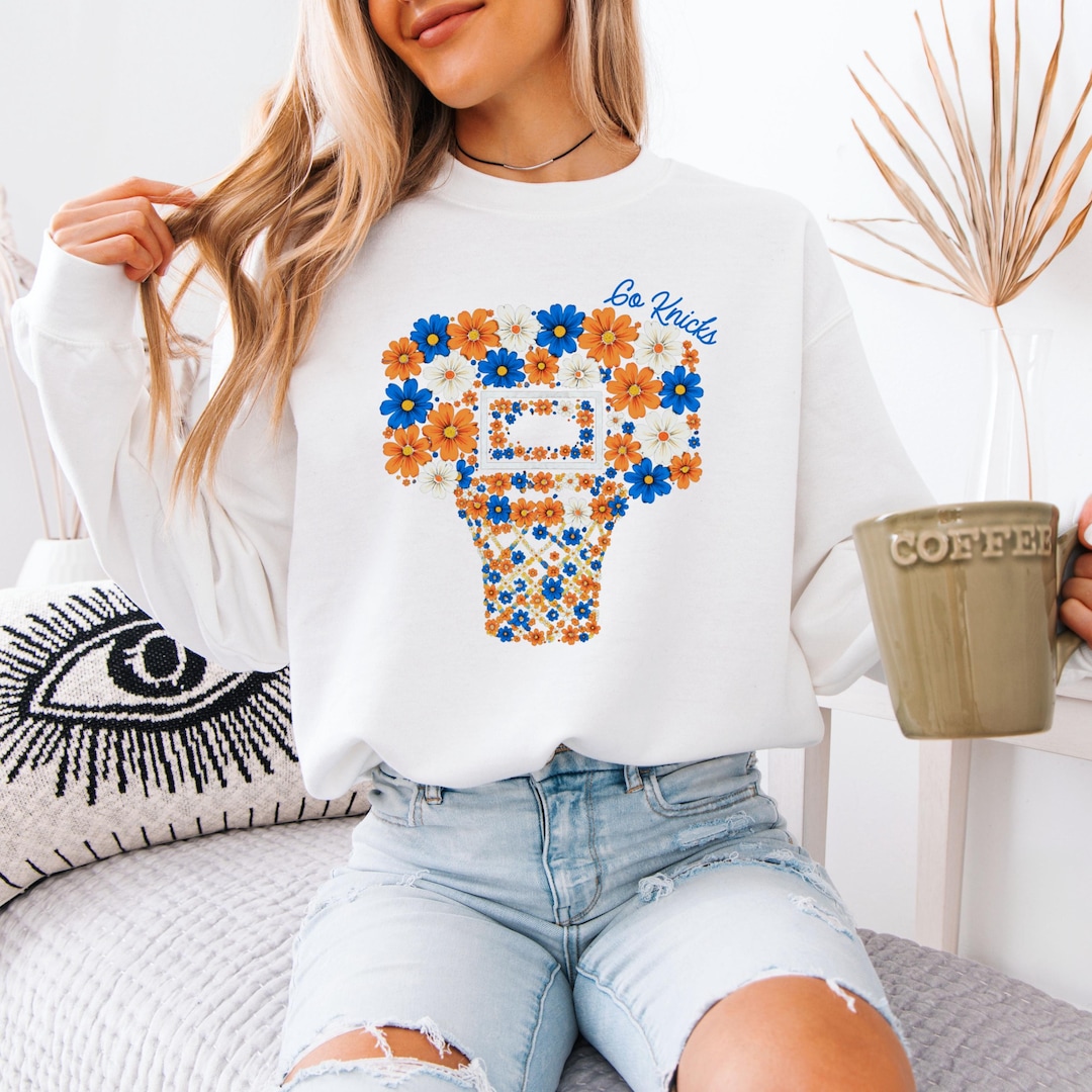 Floral New York Basketball Hoop Sweatshirt New York Knicks Lets Go ...