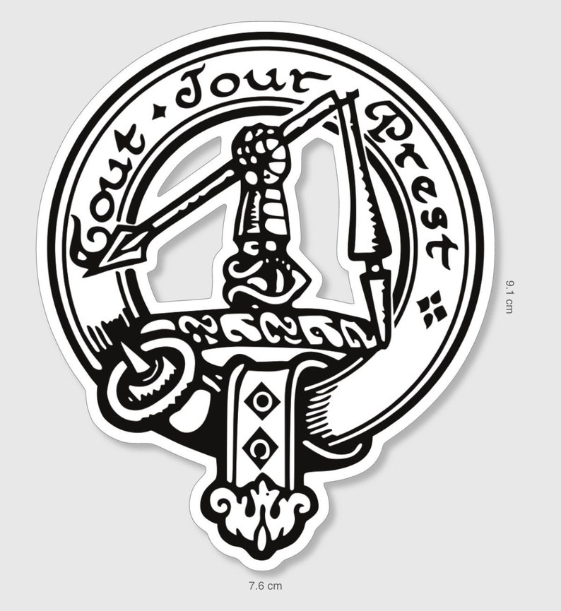 Clan Carmichael Crest Badge Sticker - TOUT JOUR PREST - (ships ...
