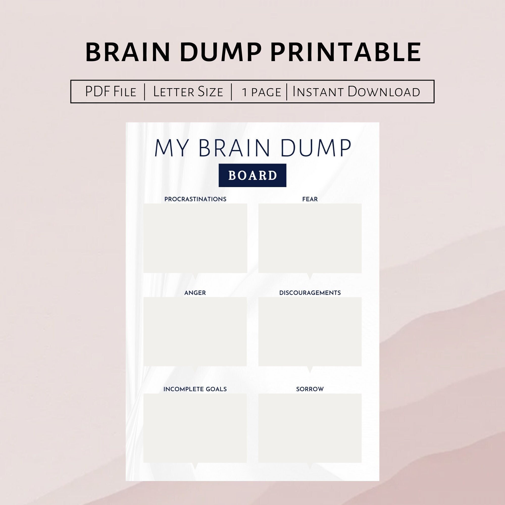 Brain Dump Board Worksheet Planner / Thoughts Organizer / Anxiety ...