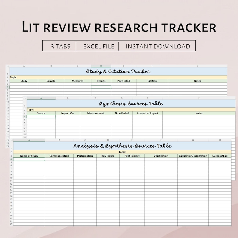 Literature Academic Review Research Paper Tracker Planner, Synthesize and Analyze Studies for ...