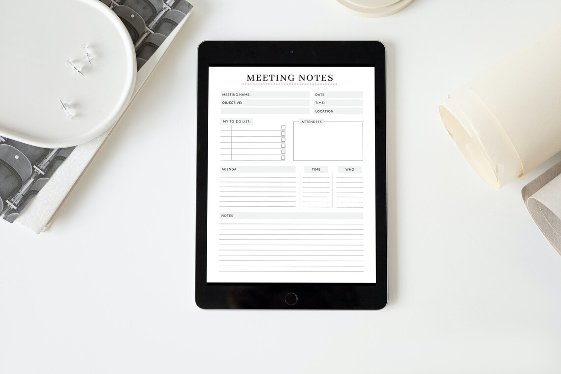 Meeting Notes Template Printable Team Conference Agenda Meeting Minutes ...