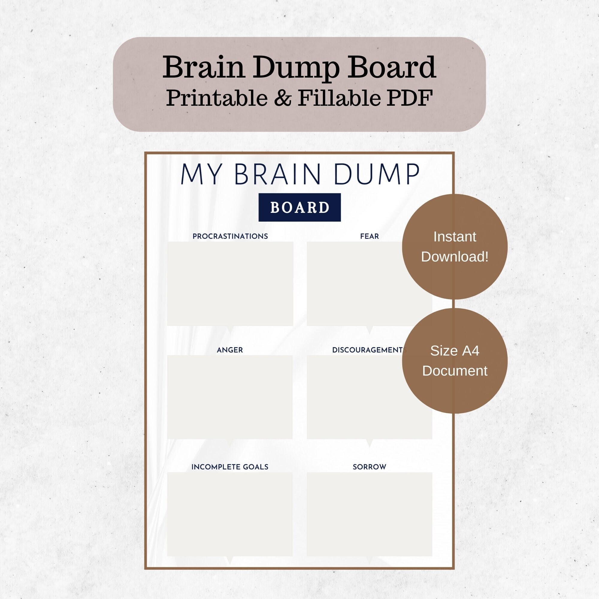 Brain Dump Board Worksheet Planner Thought Organizer - Etsy