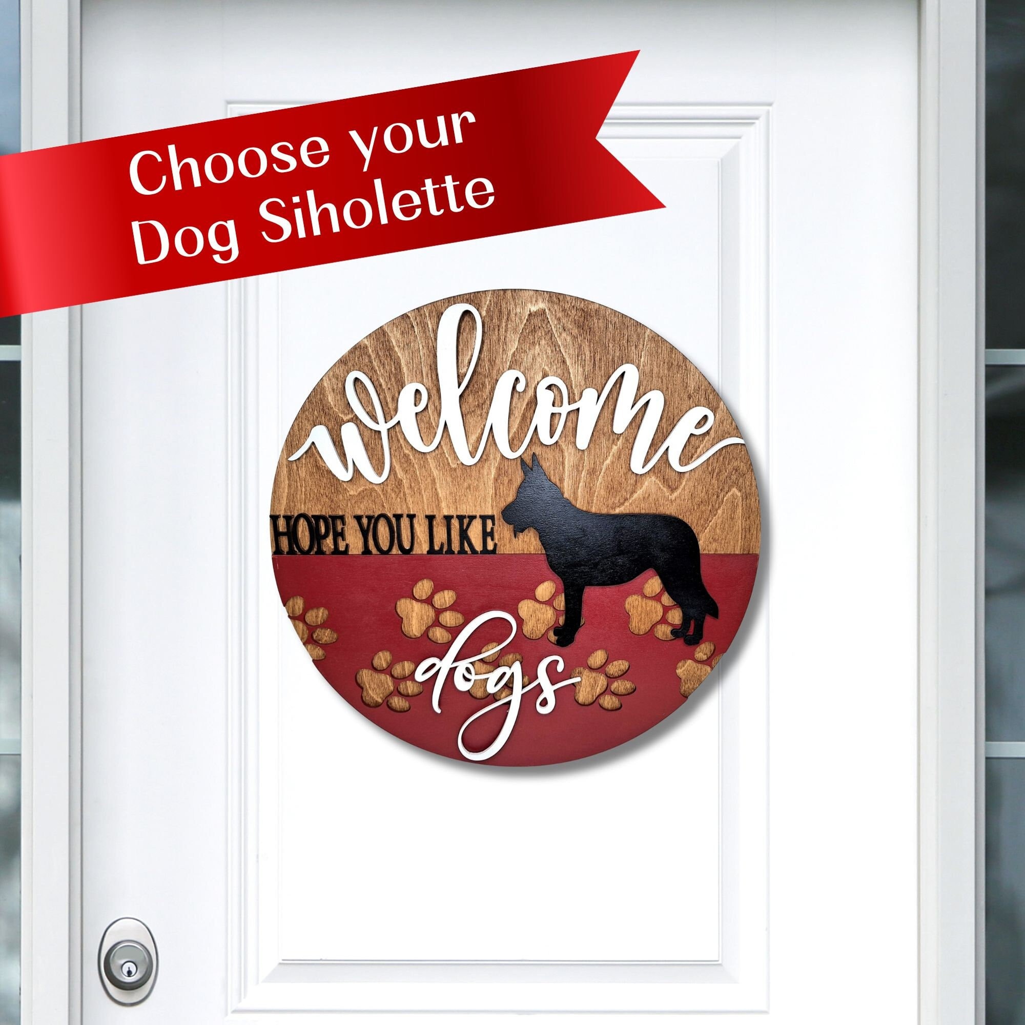 Personalized Hope You Like Dogs Door Hanger Paw Print Design Welcome ...