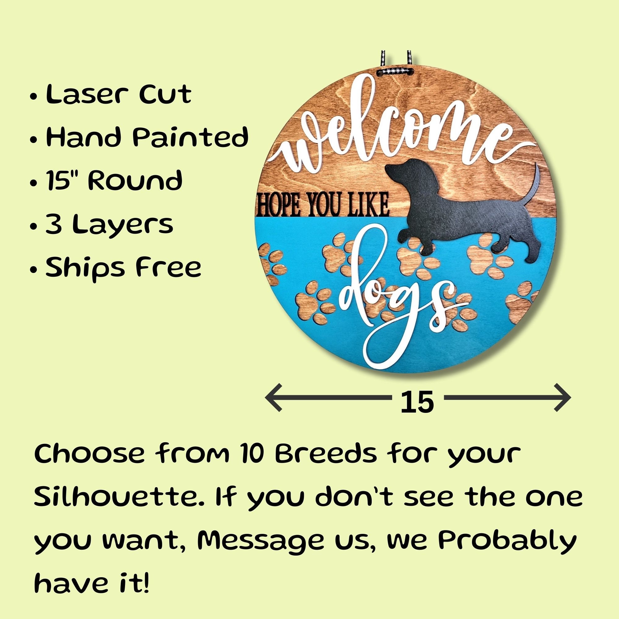 Personalized Hope You Like Dogs Door Hanger Paw Print Design Welcome ...