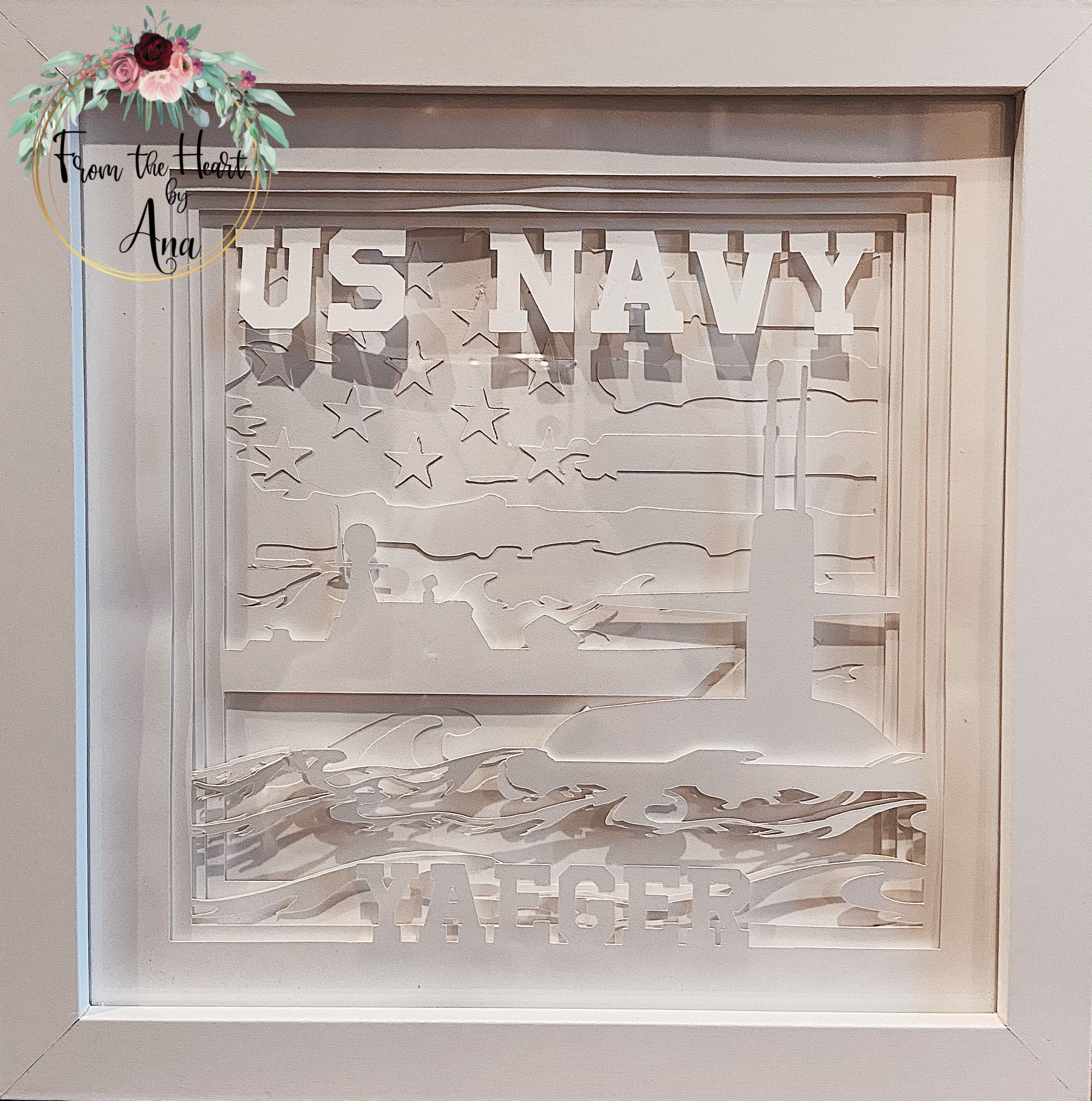Personalized US Navy 3D Shadow Box With LED Lights US Navy - Etsy