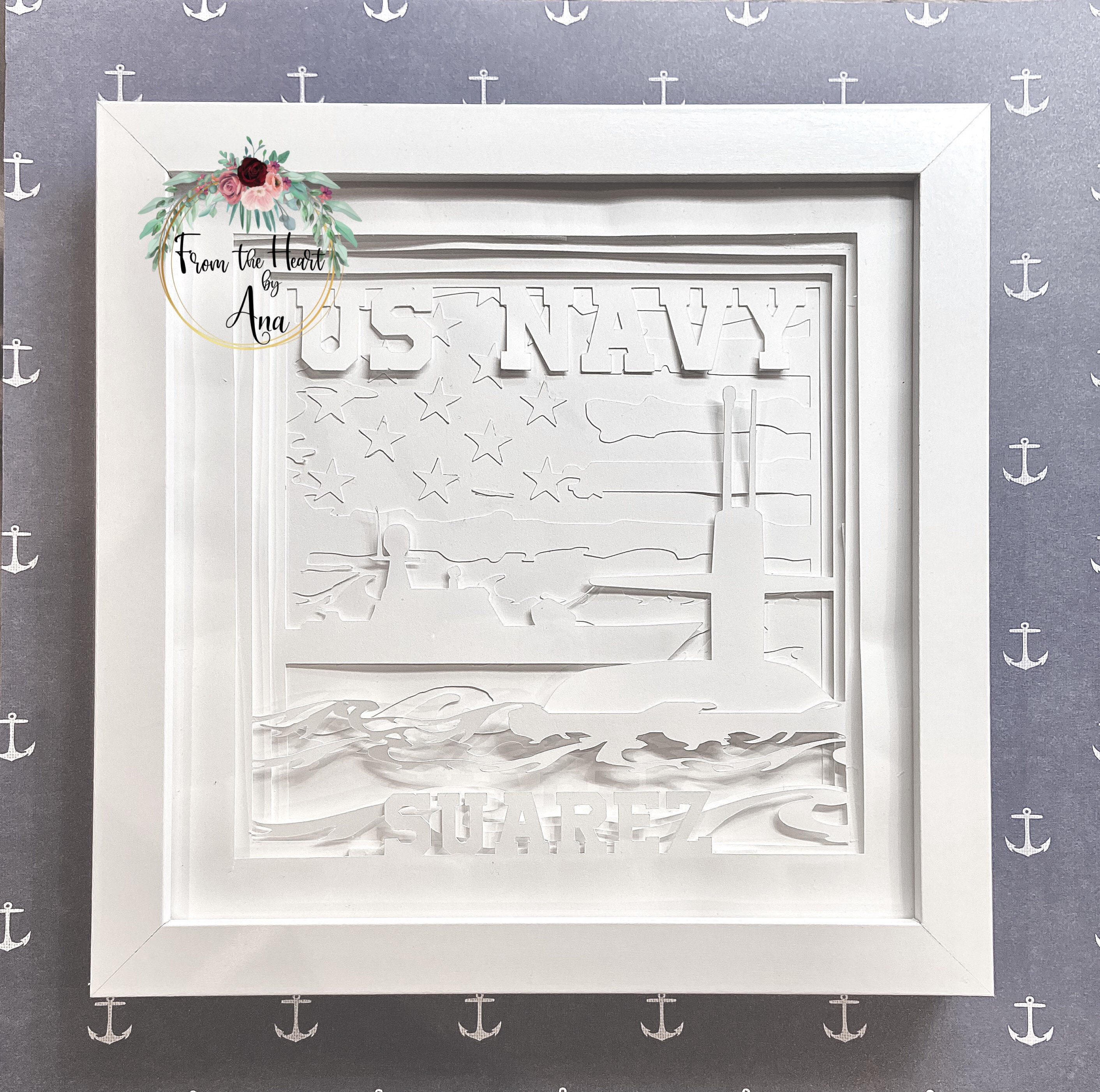 Personalized US Navy 3D Shadow Box With LED Lights US Navy - Etsy
