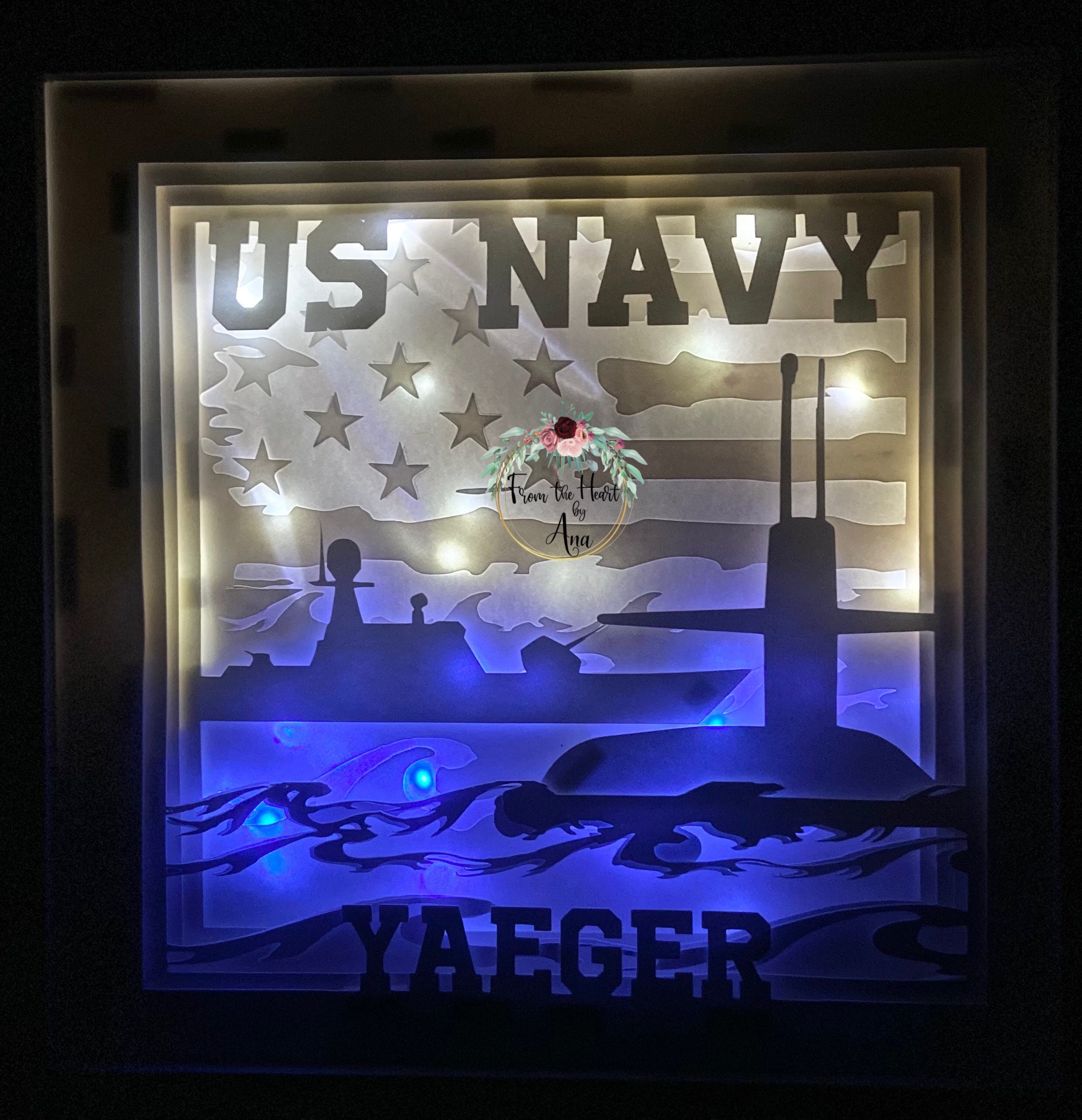 Personalized US Navy 3D Shadow Box With LED Lights US Navy - Etsy