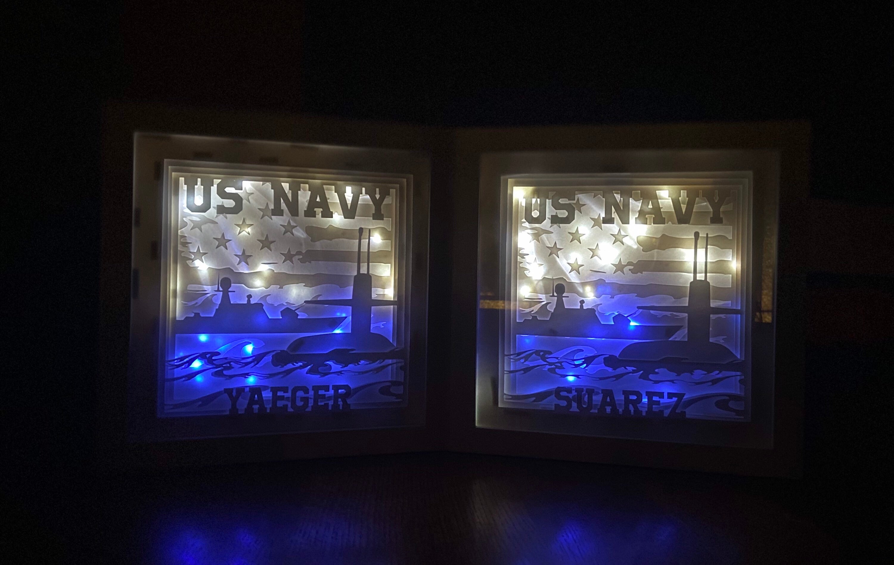 Personalized US Navy 3D Shadow Box With LED Lights US Navy - Etsy