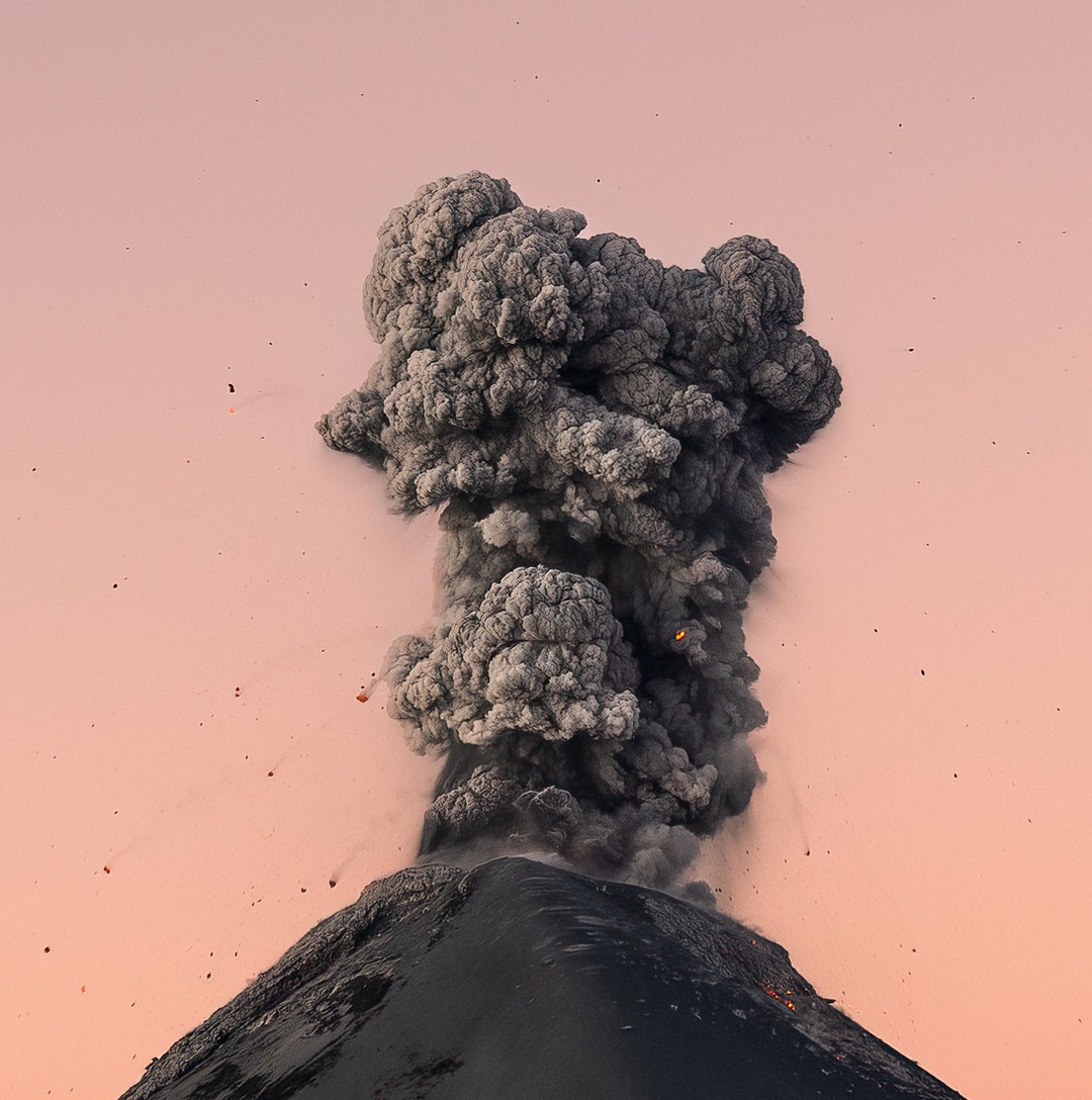 Volcano Fuego Erupting at Sunrise Close Up - Etsy