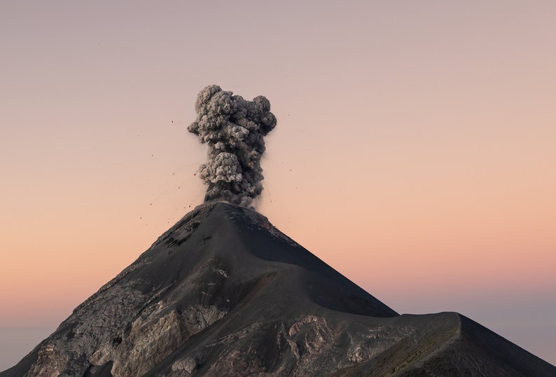 Volcano Fuego Erupting at Sunrise - Etsy