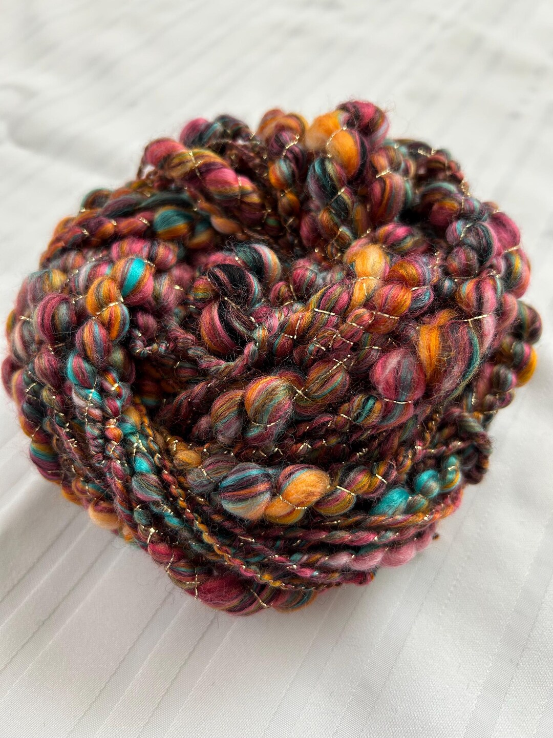 Unique Caged Style Handspun Art Yarn-merino Wool Multicolored - Etsy