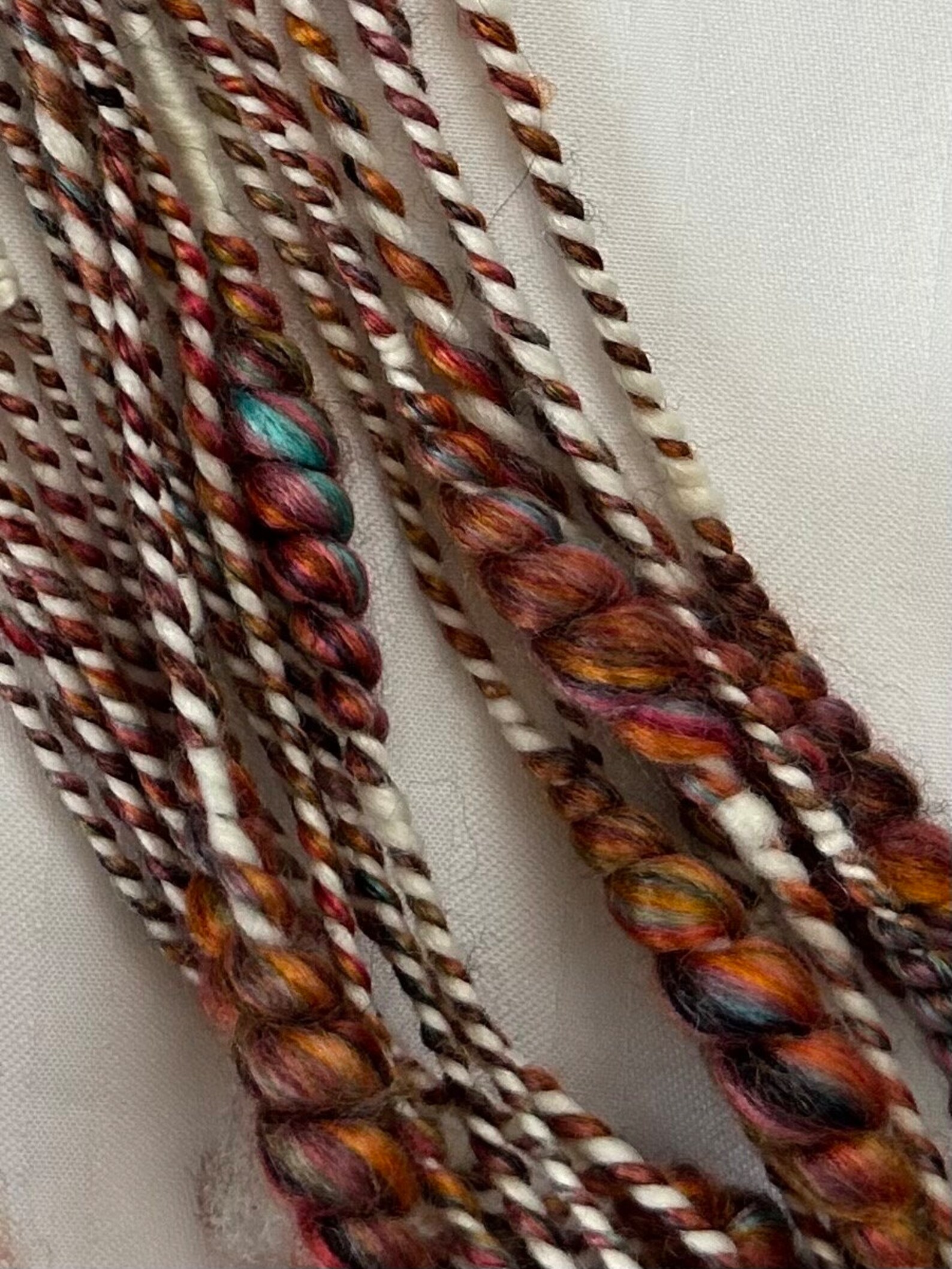 Handspun Art Yarn Thick & Thin Coils 2ply Multicolored and White - Etsy
