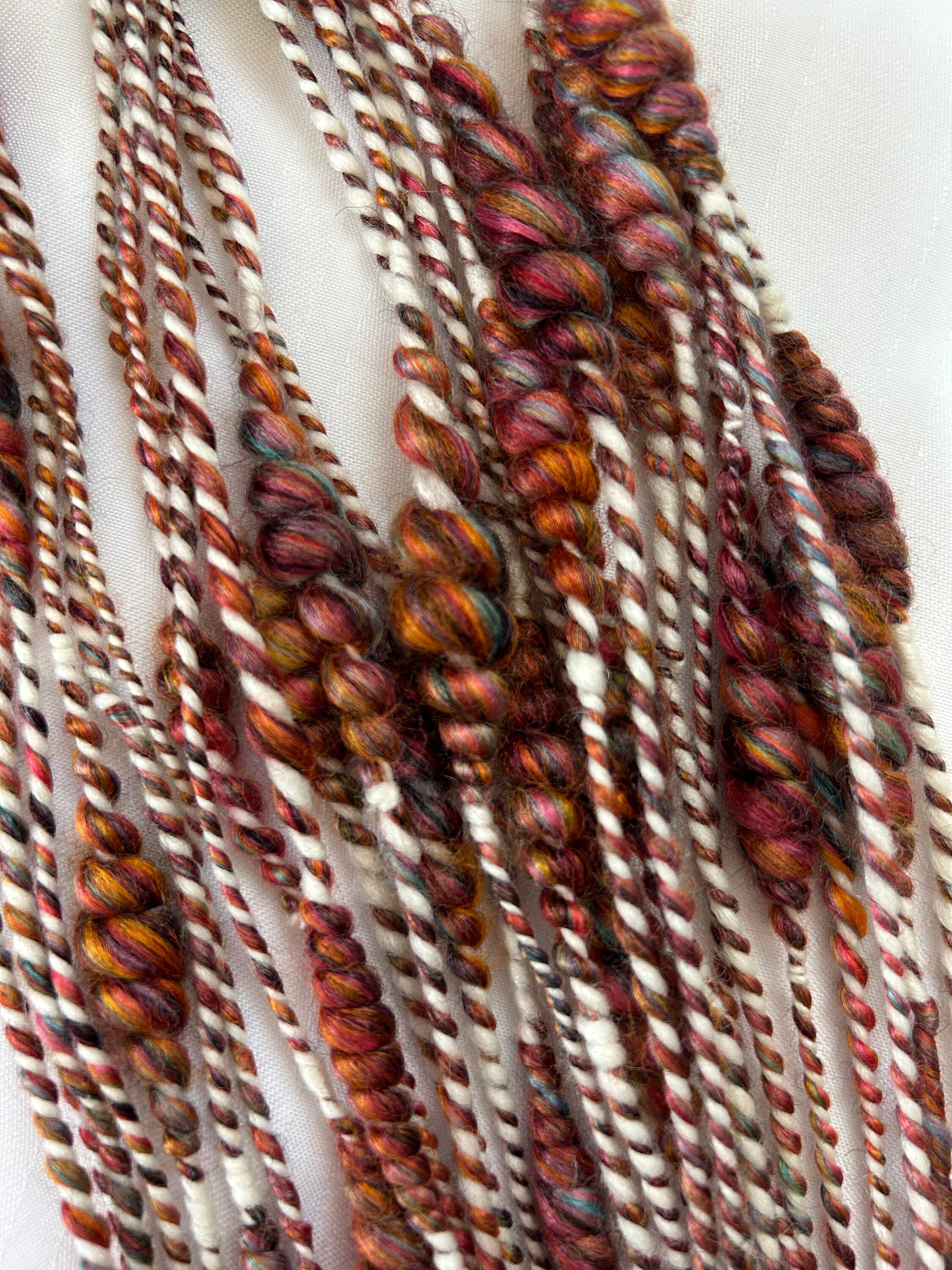 Handspun Art Yarn Thick & Thin Coils 2ply Multicolored and White - Etsy