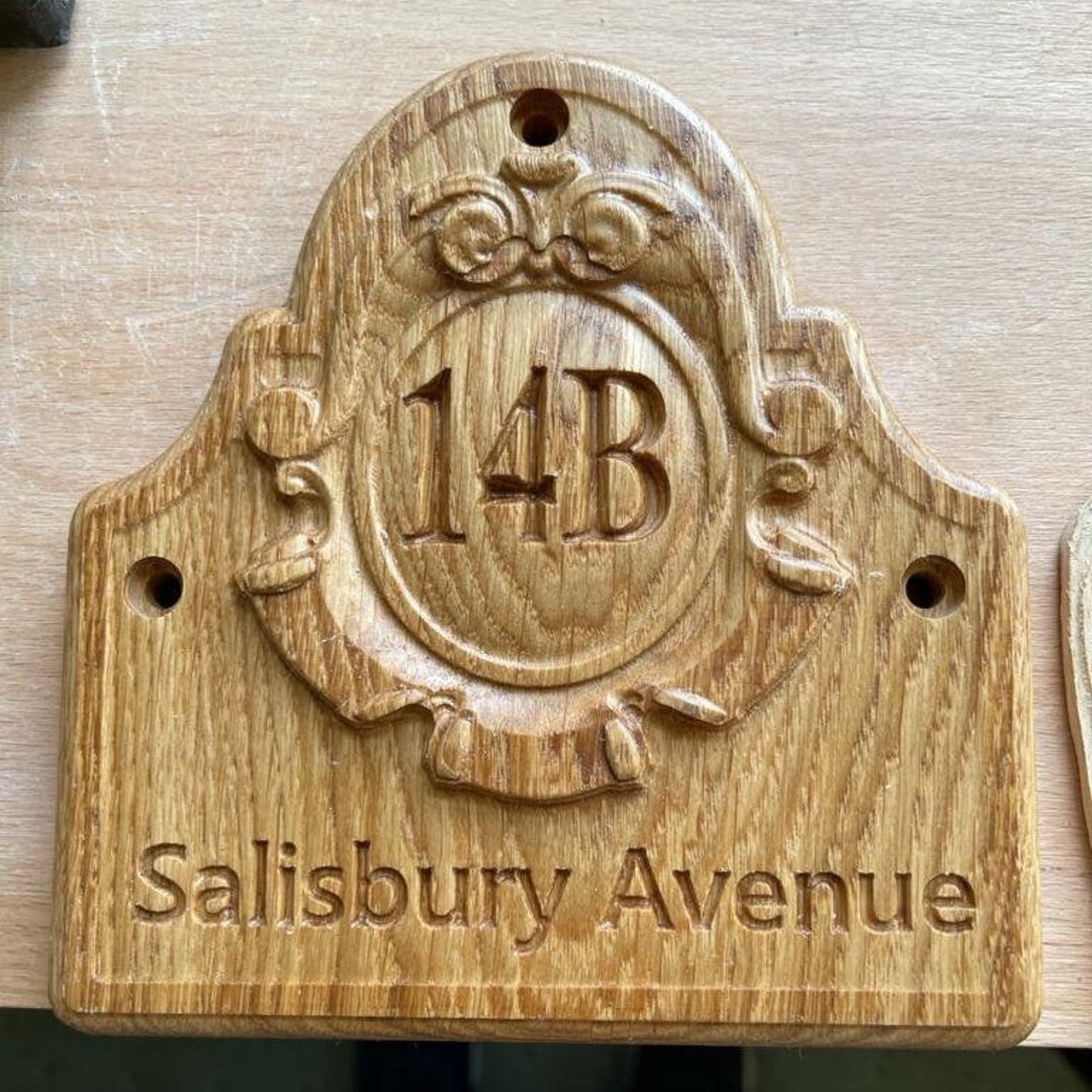 Custom Wood Carved Home Number Sign oak - Etsy