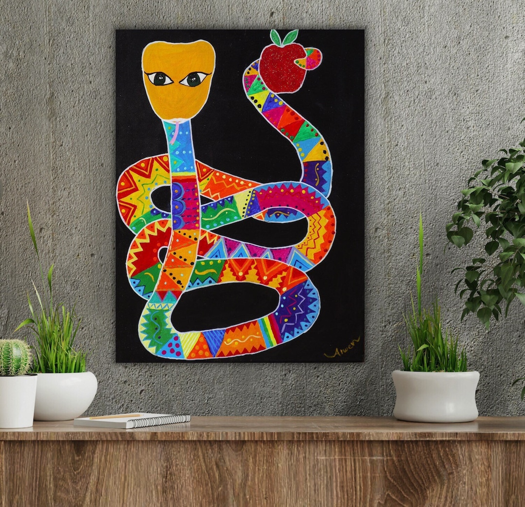 Snake Painting, Mexican Folk Art Painting Original, Southern Folk Art ...