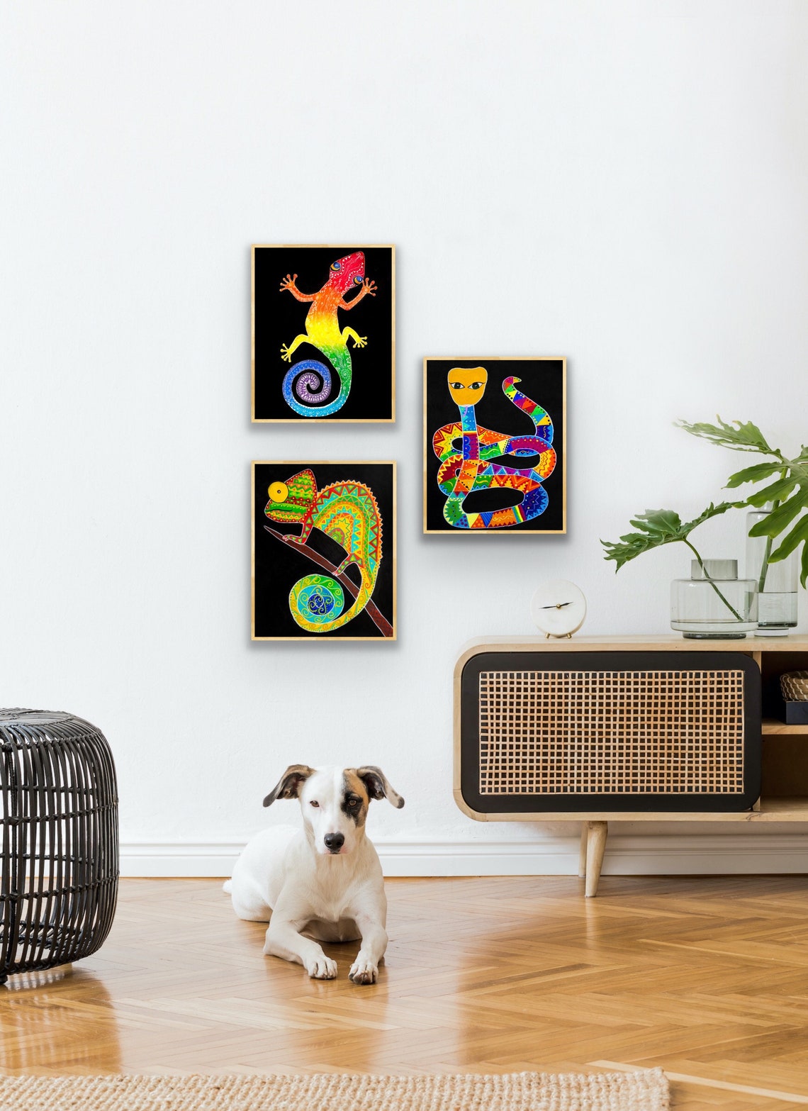 Folk Art Animals, Colorful Folk Art Painting Prints, Maximalist Wall ...