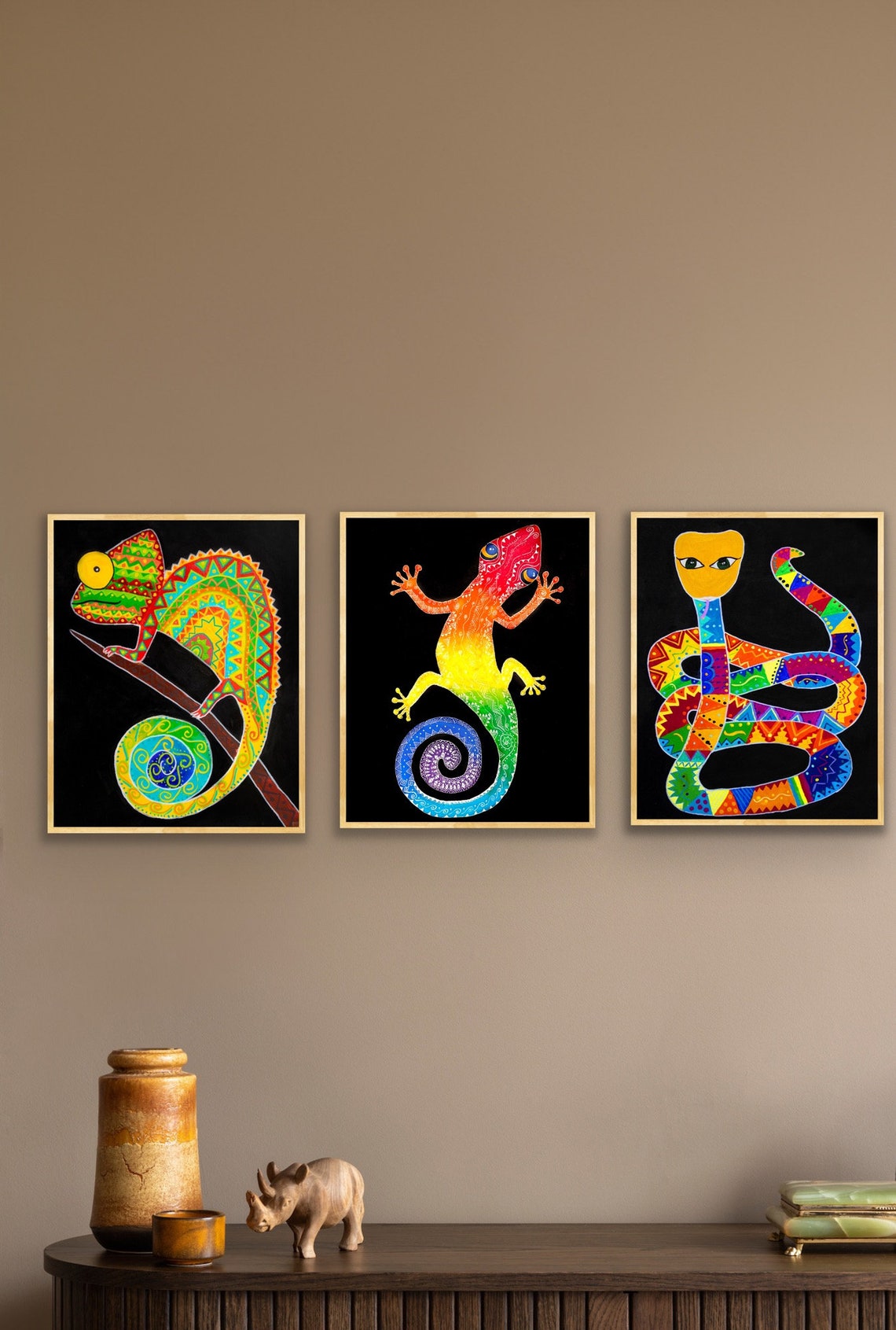 Folk Art Animals, Colorful Folk Art Painting Prints, Maximalist Wall ...