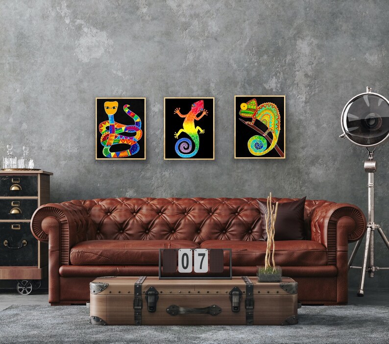 Folk Art Animals, Colorful Folk Art Painting Prints, Maximalist Wall ...