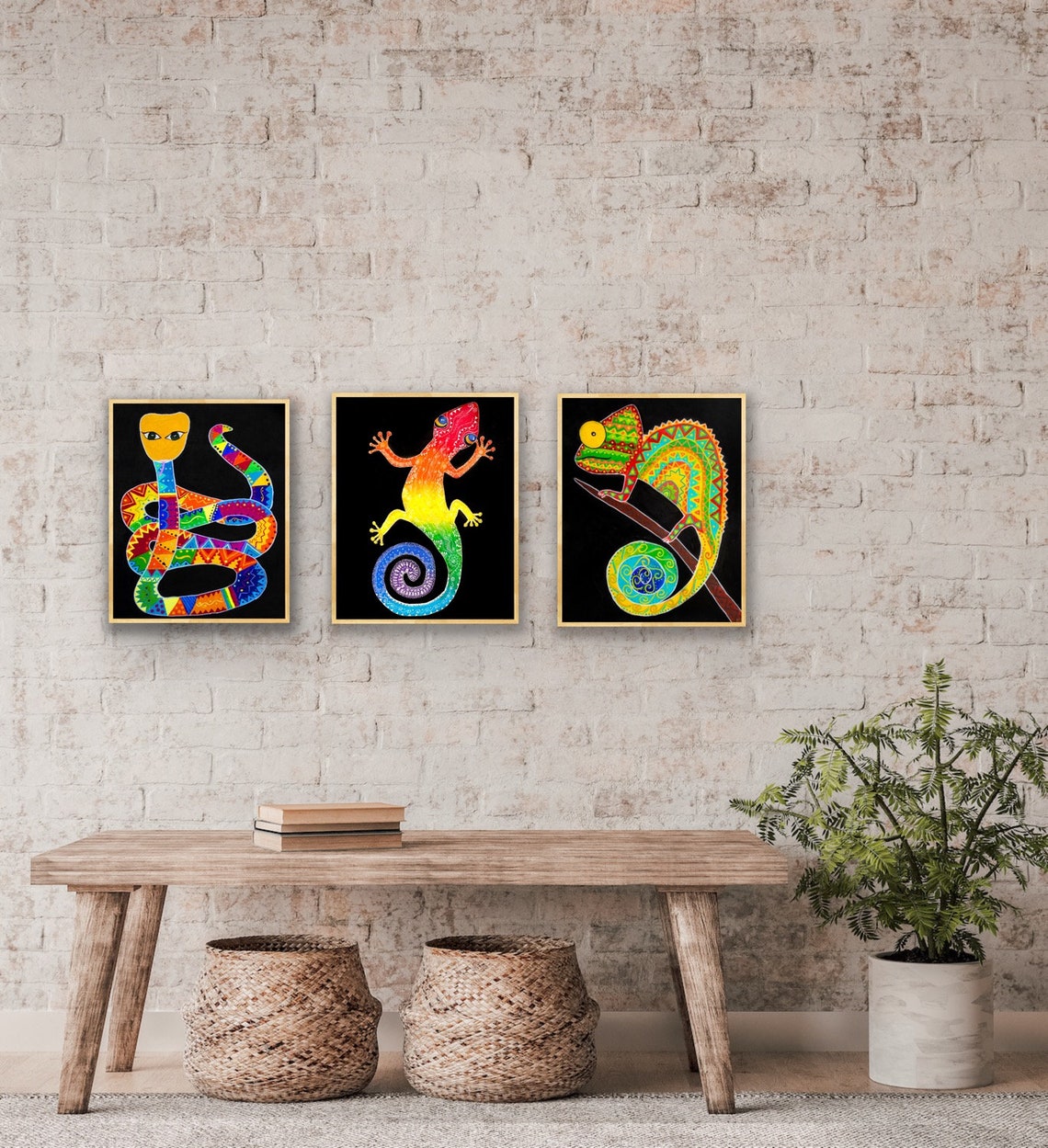 Folk Art Animals, Colorful Folk Art Painting Prints, Maximalist Wall ...