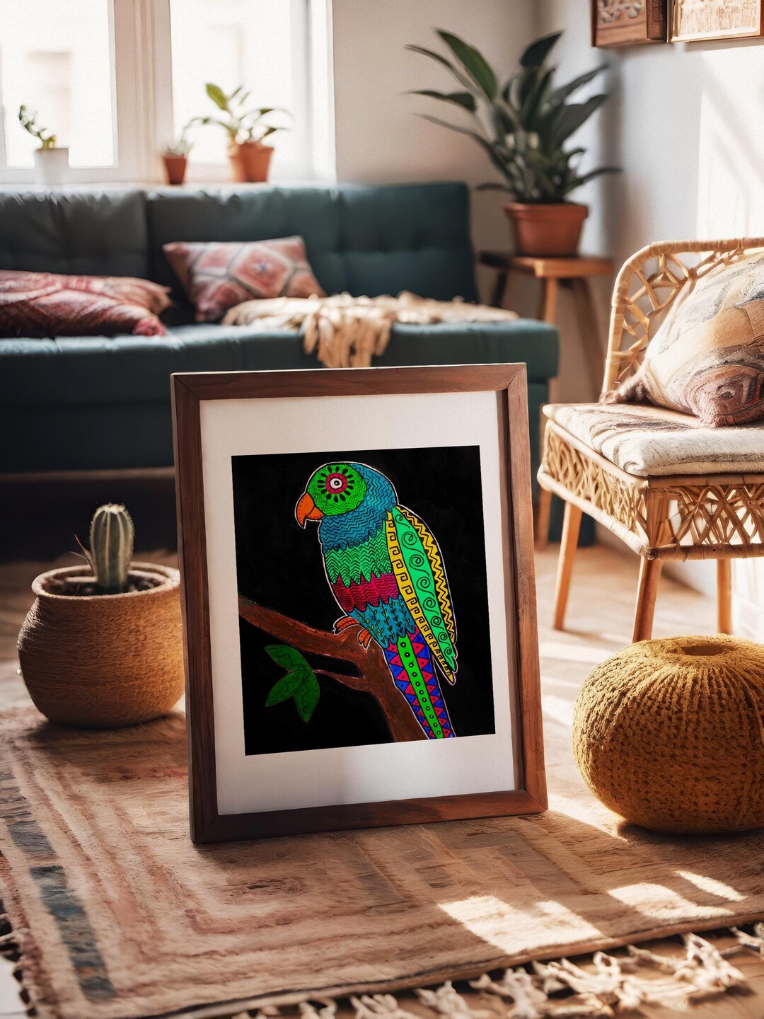 Macaw Print, Colorful Folk Art Painting Print, Colorful Tropical Wall ...