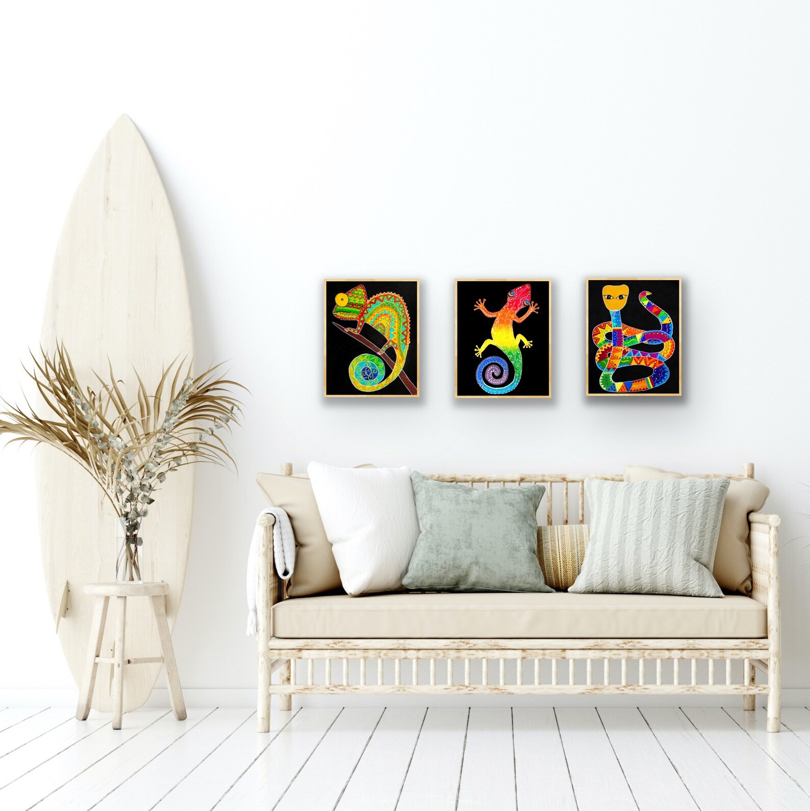 Folk Art Animals, Colorful Folk Art Painting Prints, Maximalist Wall ...